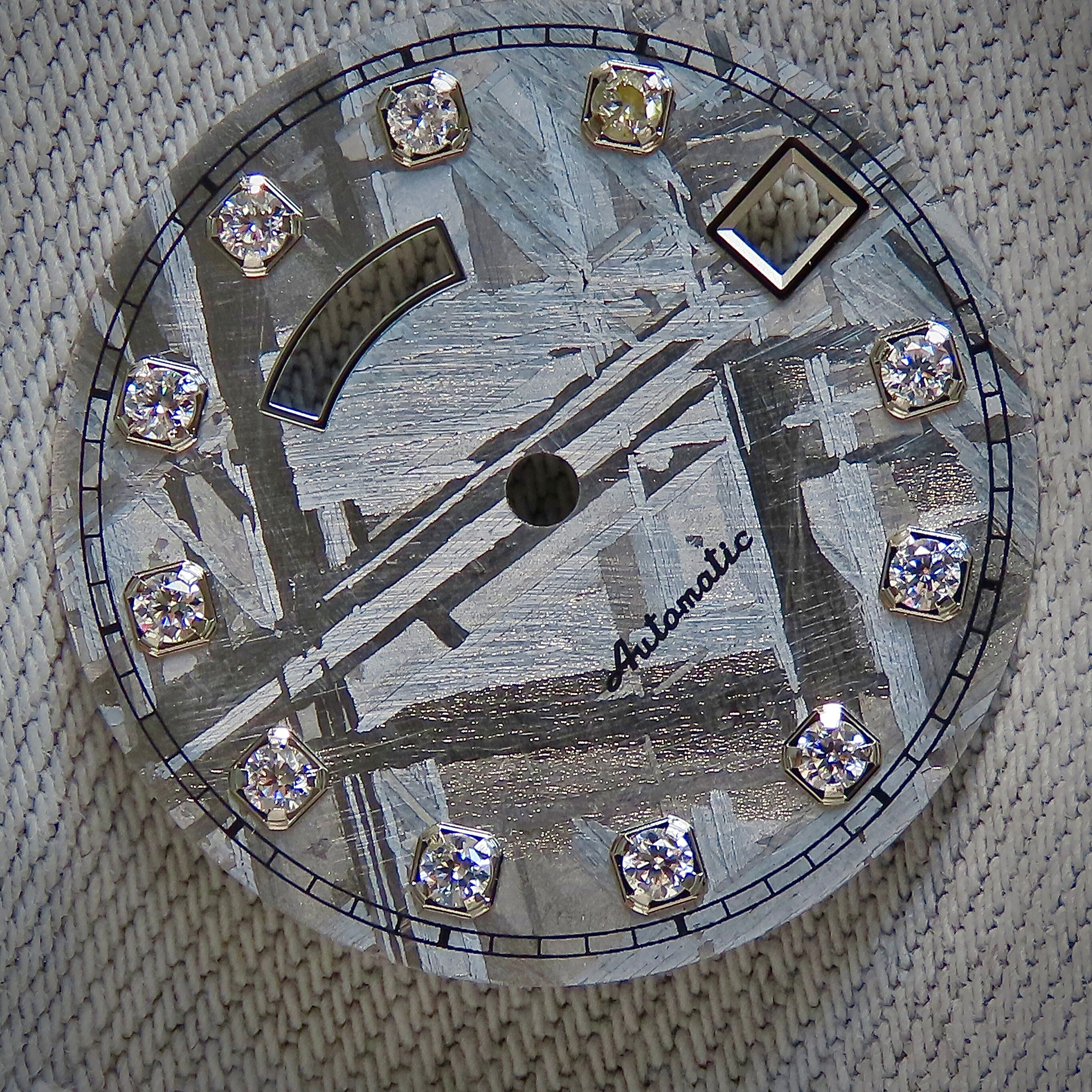 Dial maker - Natural Meteorite Dial With Gemstone For NH36 Movement ...