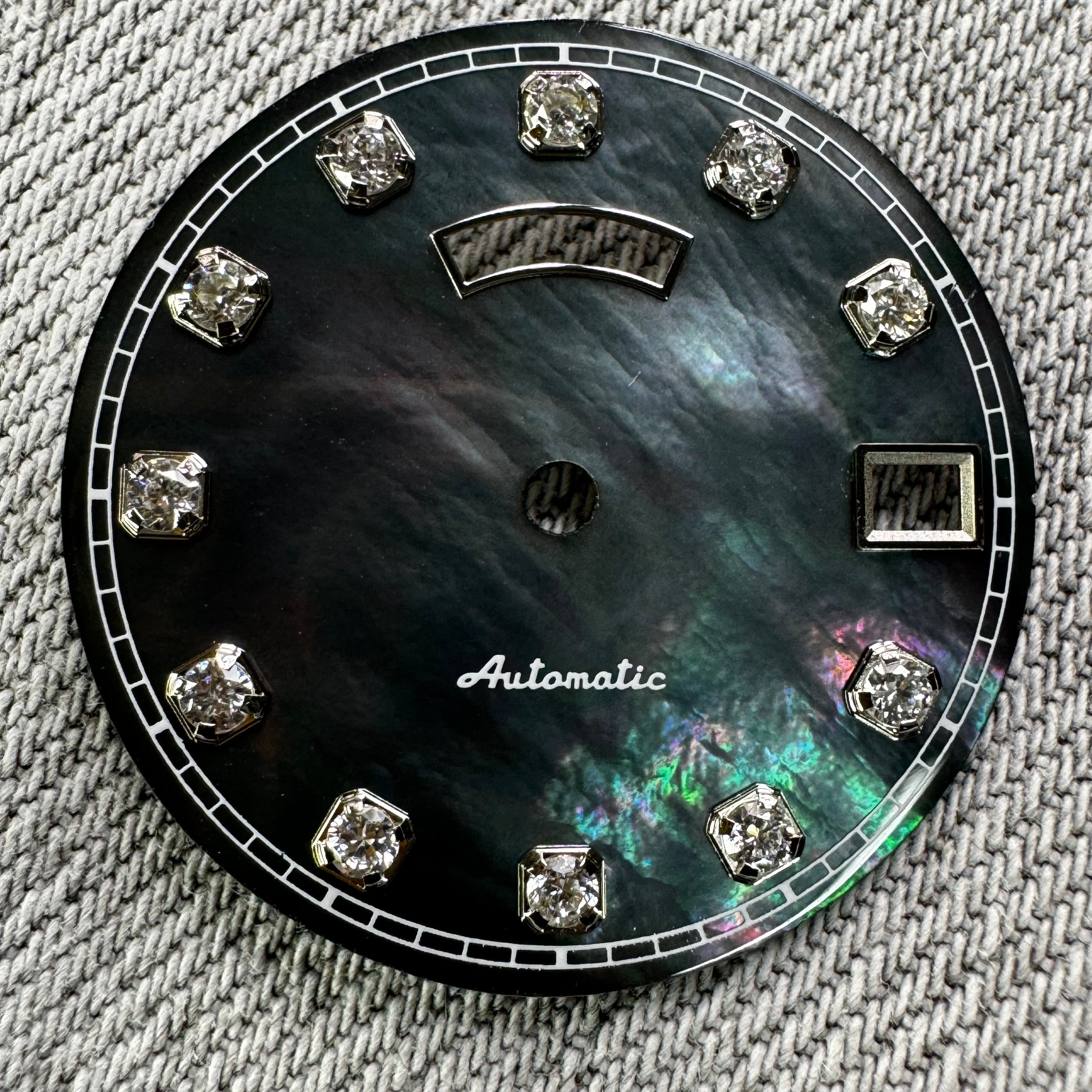 Dial maker - Black MOP dial with white Gemstone / Full BGW9 lume day ...